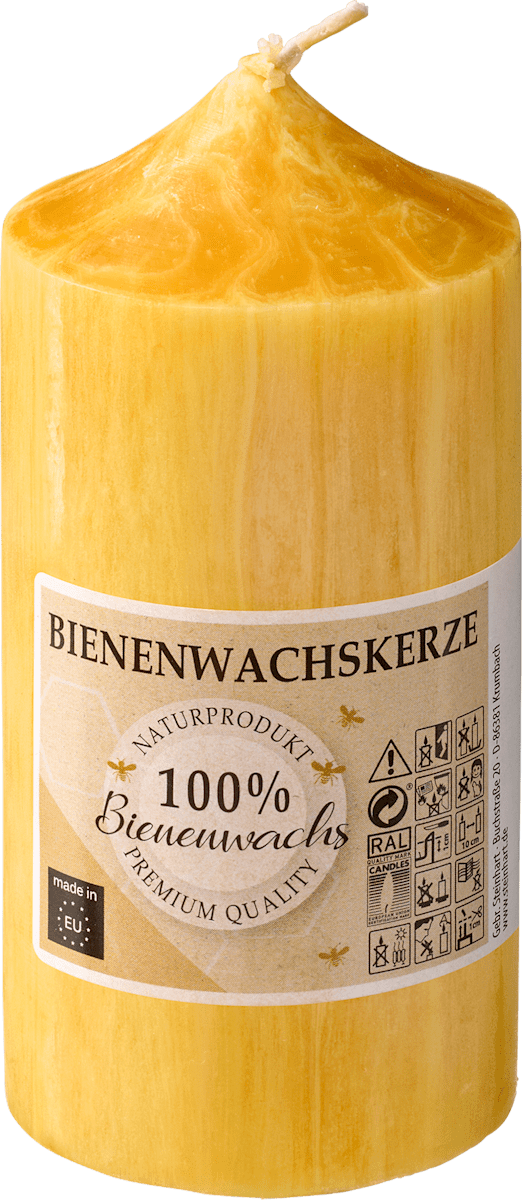 Steinhart KERZEN Kerze aus 100% Bienenwachs mit Struktur (12 cm), 1 St ...