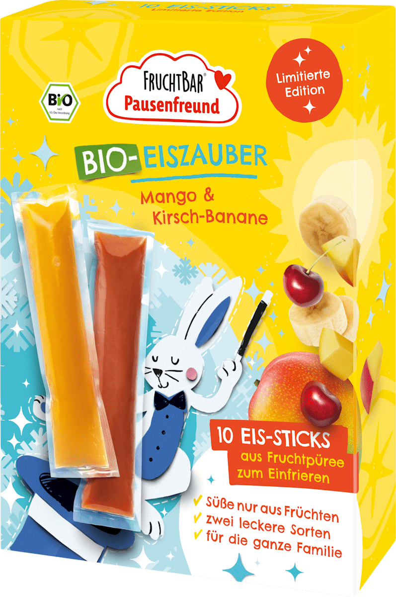 FRUCHTBAR Pausenfreund Kindersnack Fruchtpüree Eis ab 3 Jahren (10x30 g ...