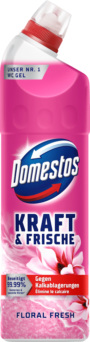 Domestos WC-Reiniger Gel Kraft & Frische Floral Fresh, 750 ml dauerhaft ...