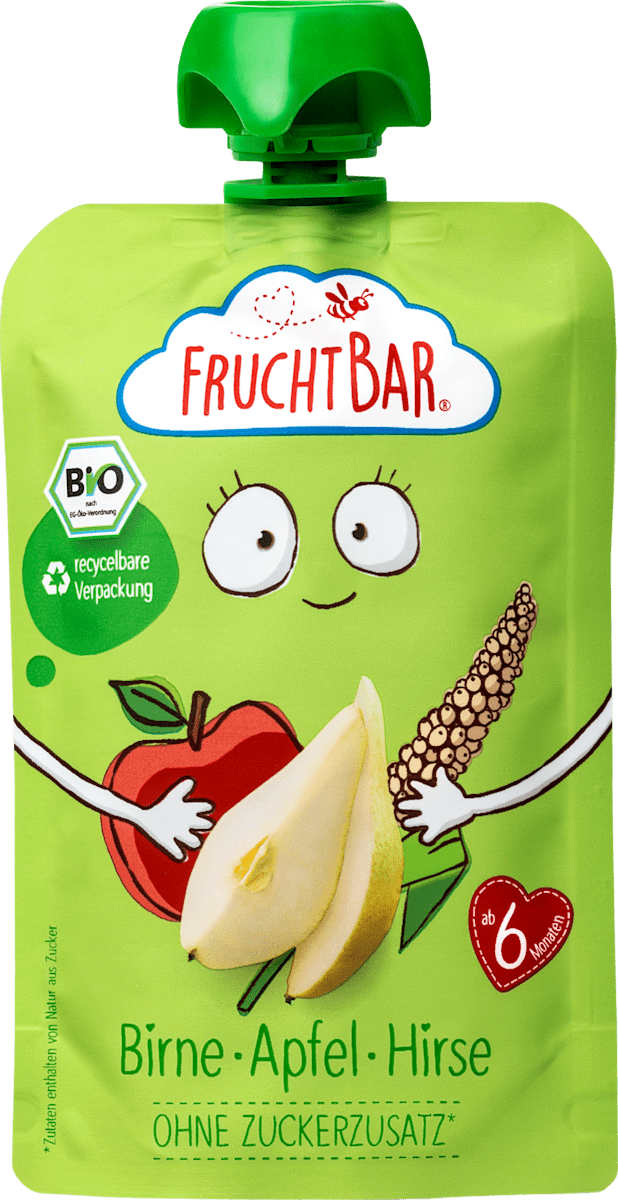 FruchtBar Quetschie Bio Birne, Apfel und Hirse ab 6 Monaten, 100 g | dm.at