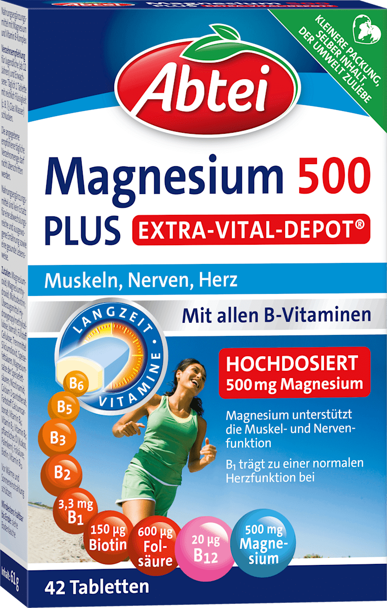 Abtei Magnesium 500 Plus Vital Depot Tabletten 42 St, 61 g dauerhaft ...