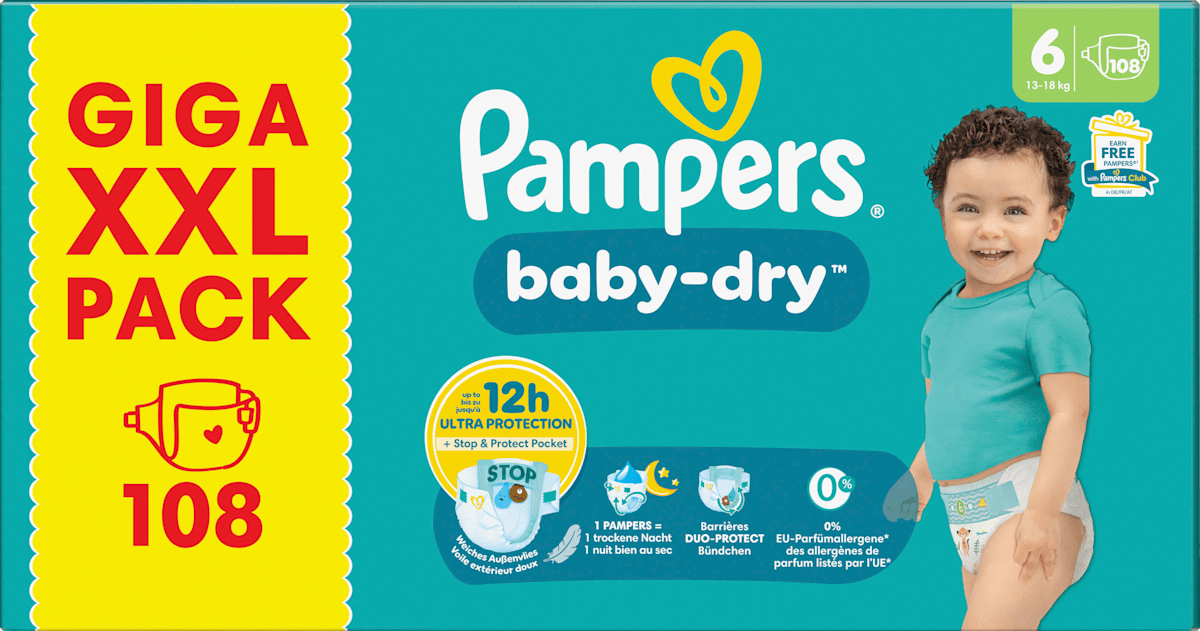Pampers Windeln Baby Dry Gr.6 (13-18 kg) Giga Pack, 108 St | dm.at