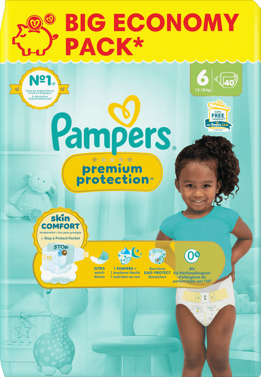 Pampers Windeln Premium Protection Gr. 6 (13-18 kg) Big Pack, 40 St | dm.at