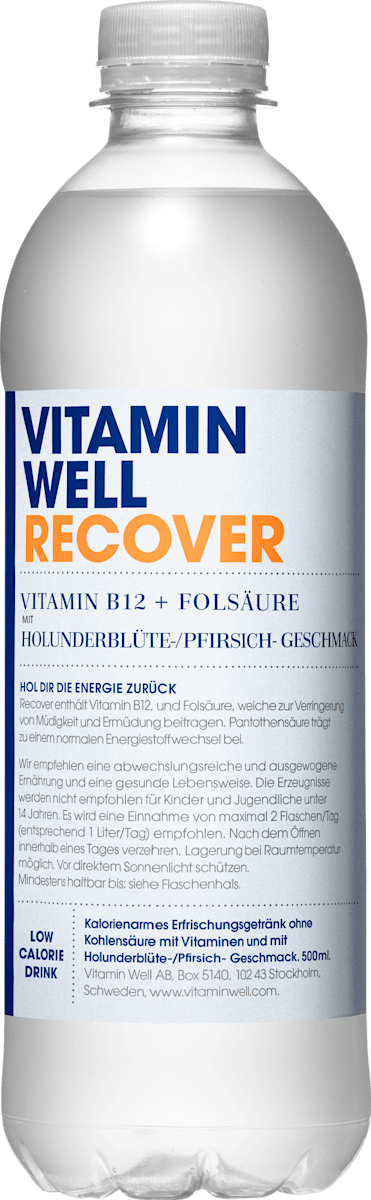 Vitamin Well Erfrischungsgetränk, Recover Holunderblüte-Pfirsisch, 500 ...