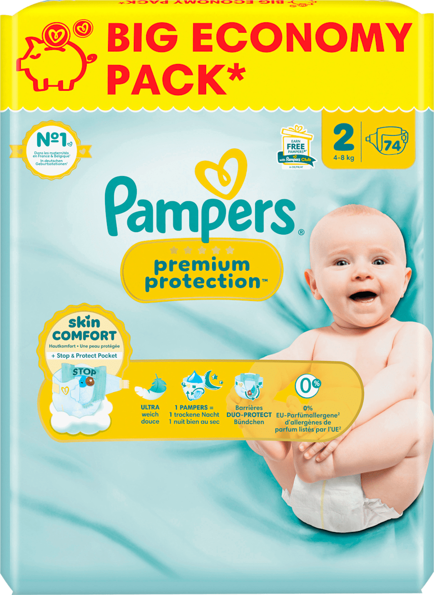 Pampers Windeln Premium Protection Gr.2 Mini (4-8 kg), Big Pack, 74 St ...