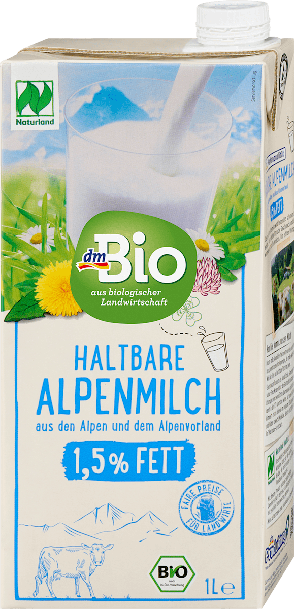 dmBio Milch, haltbare Alpenmilch 1,5% Fett, 1 l dauerhaft günstig ...