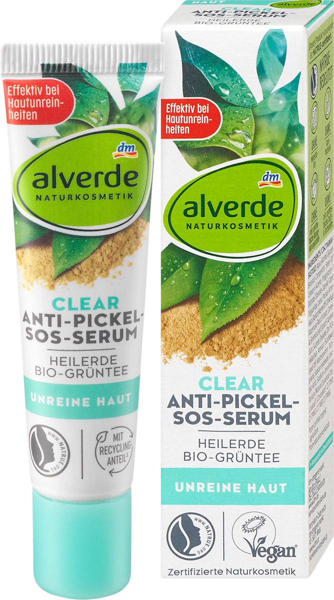 alverde NATURKOSMETIK Anti-Pickel-SOS-Serum Heilerde & Grüntee, 15 ml ...