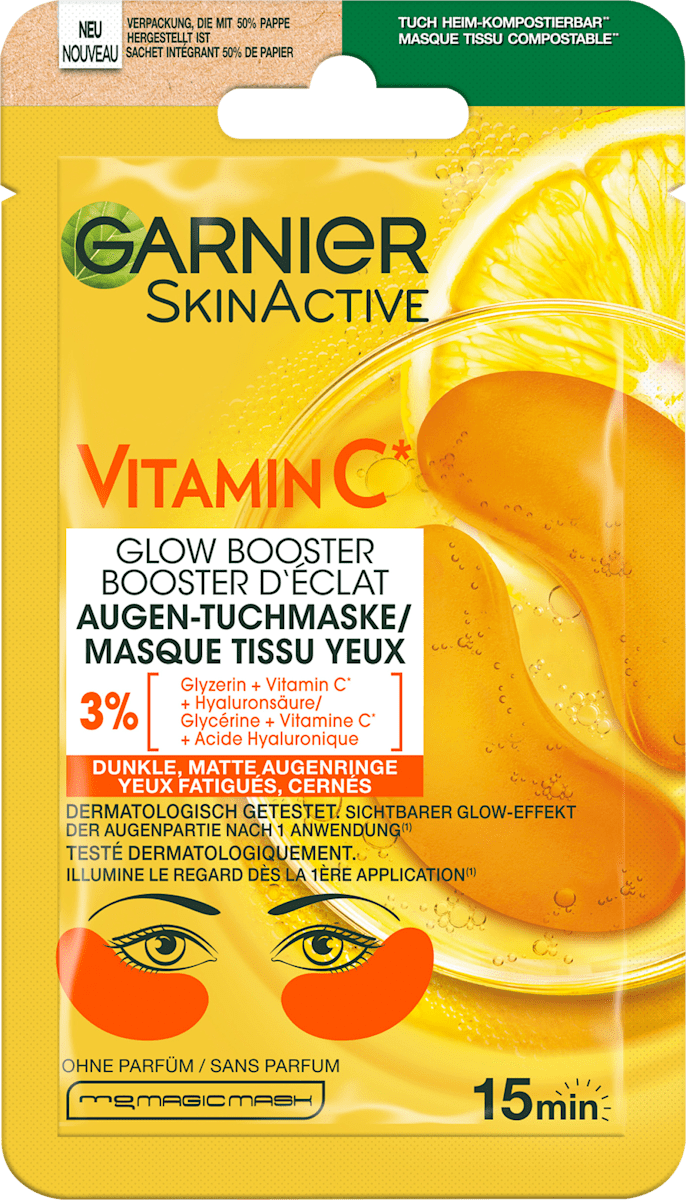 Garnier Skin Active Augenpads Vitamin C Glow Booster (1 Paar), 2 St ...