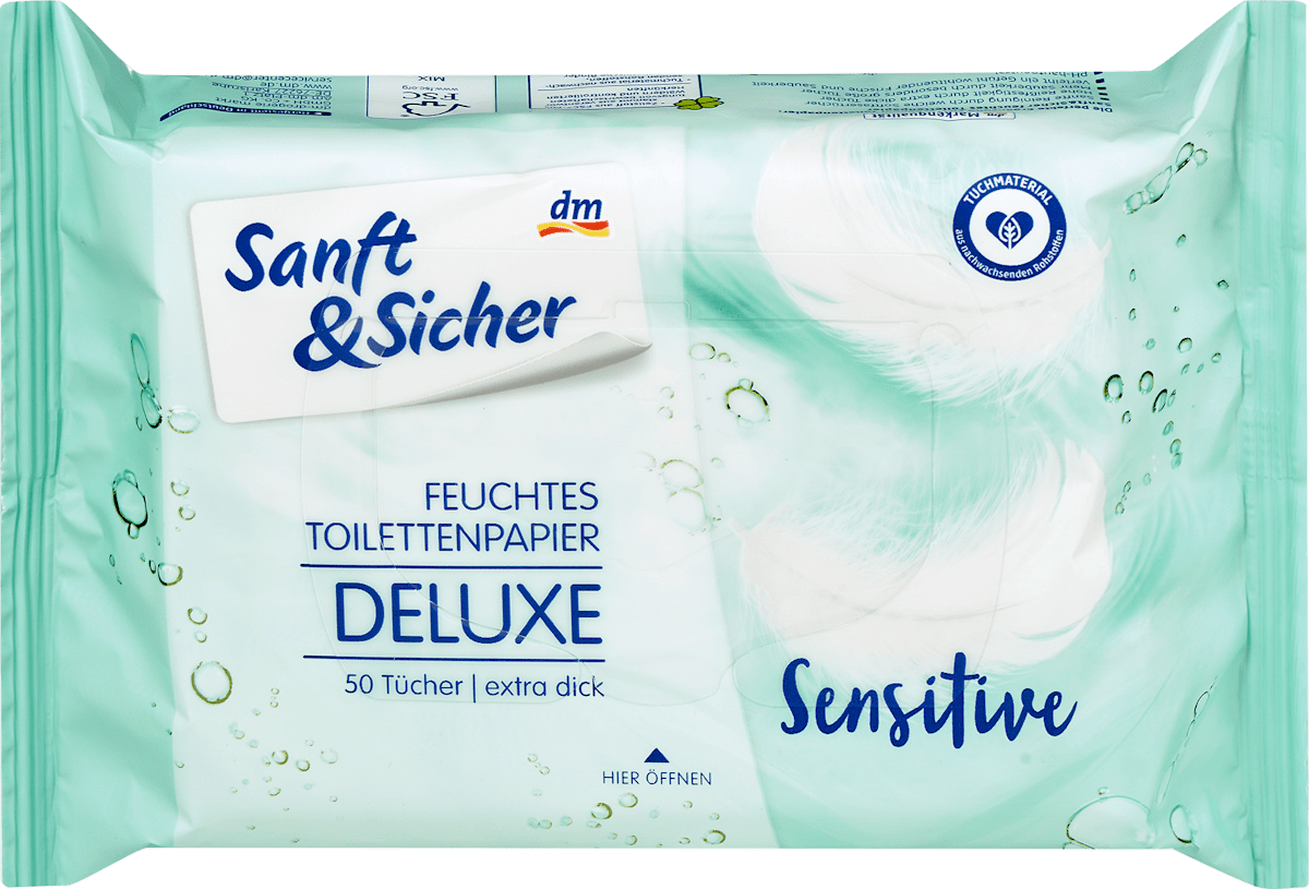 Sanft&Sicher Nedves toalettpapír, Deluxe Sensitive, 50 db | dm.hu
