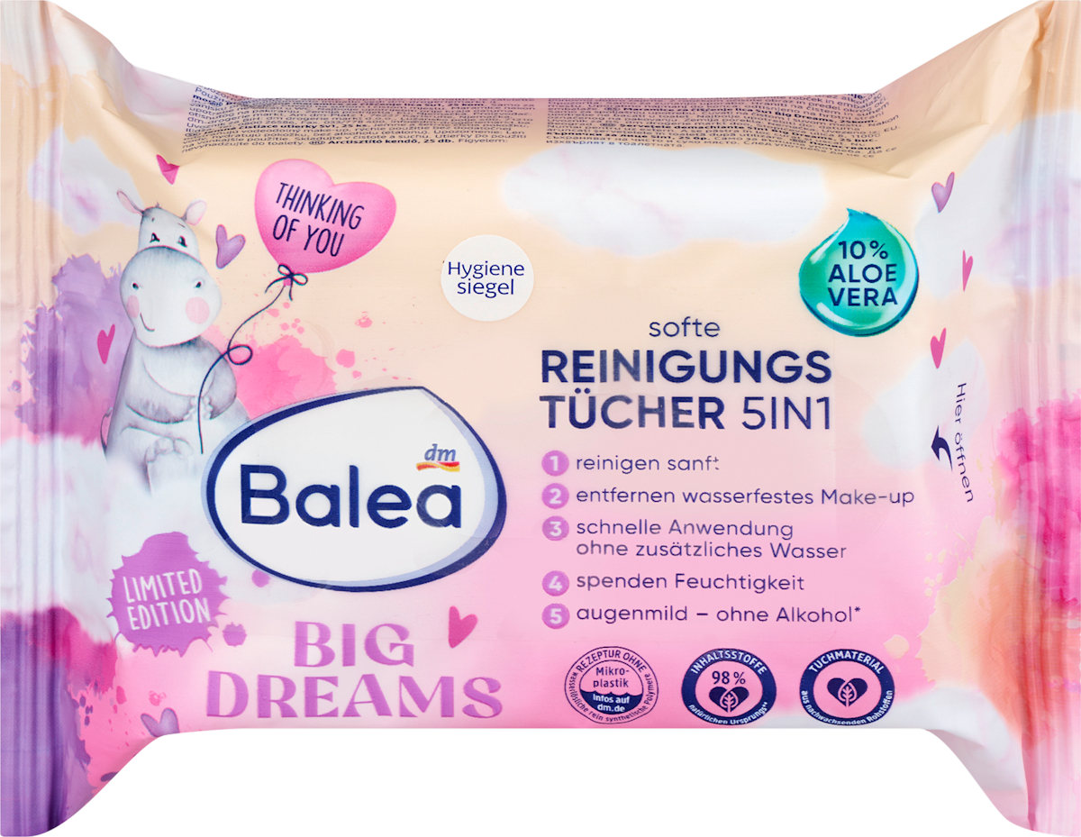 Balea Vlažne maramice za čišćenje lica 5u1 Big Dreams, 25 kom. | dm ...