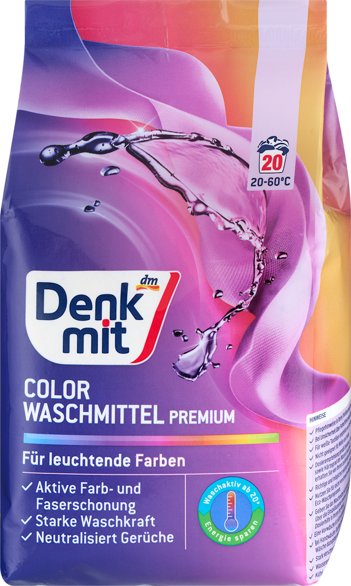 Denkmit prací prášek na barevné prádlo Premium, 20 PD | dm.cz