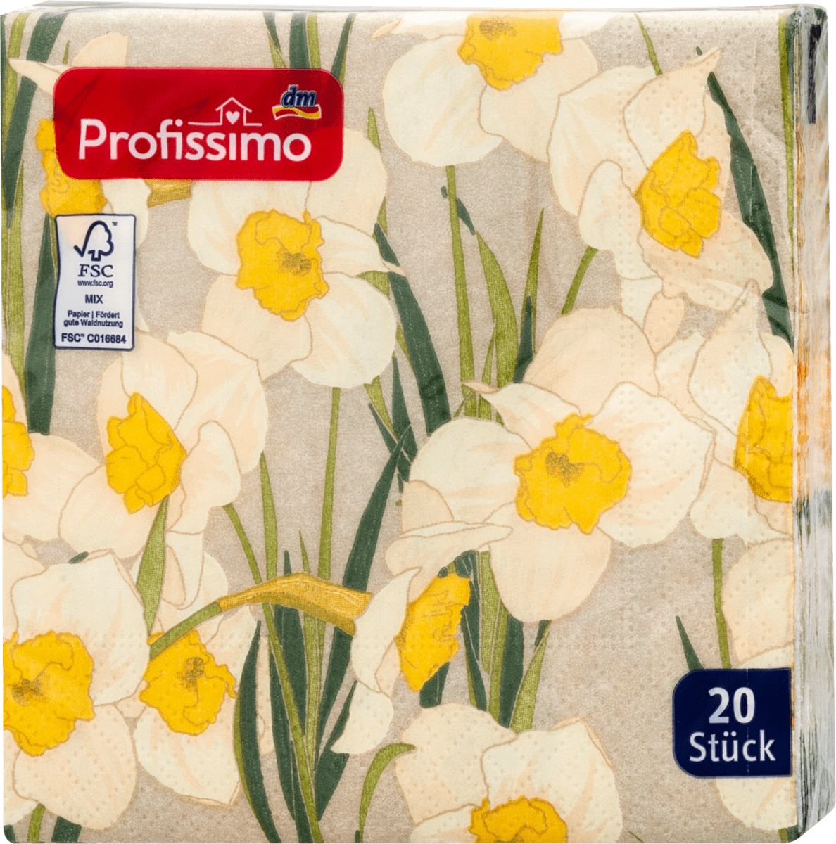 Profissimo Serviete z motivom narcis, 25 x 25 cm, 20 kos | dm.si