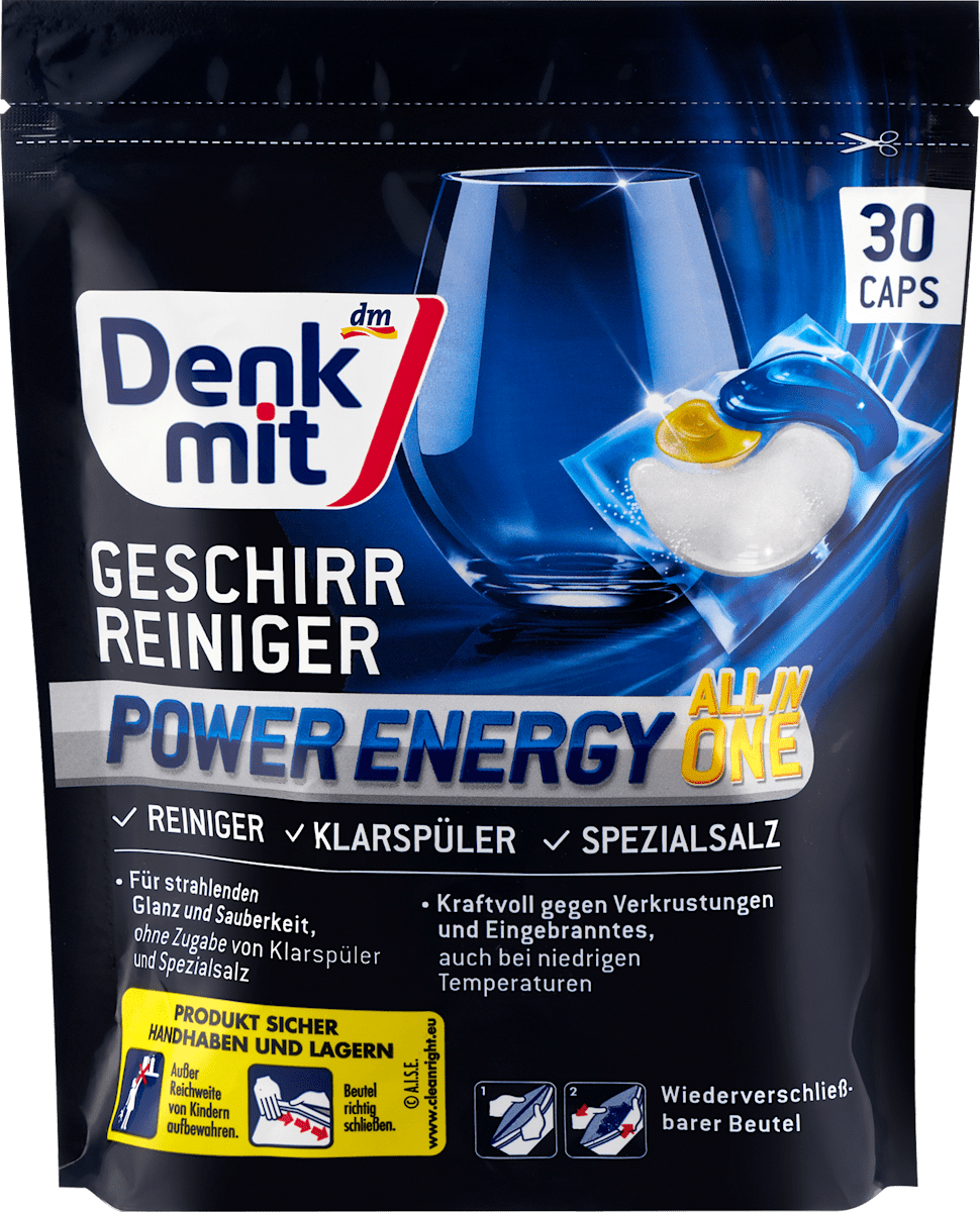 Denkmit Multifunkciós mosogatógép-kapszula Power Energy All-in-One, 30 ...