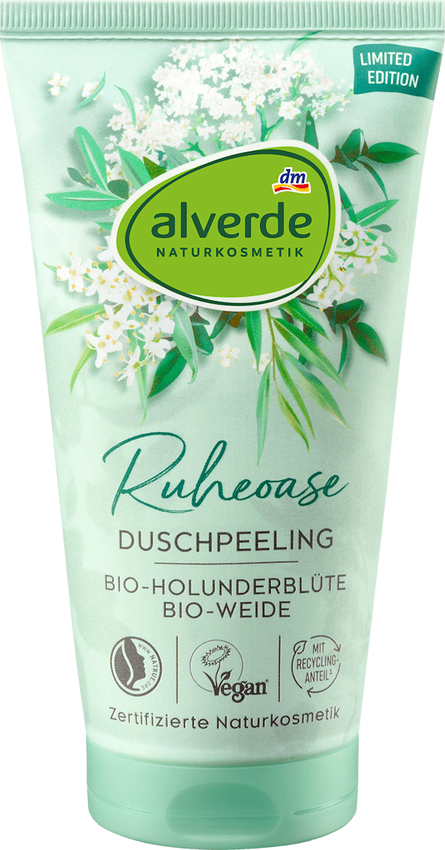 alverde NATURKOSMETIK Bőrradírozó tusfürdő Ruheoase, bio bodzavirággal ...