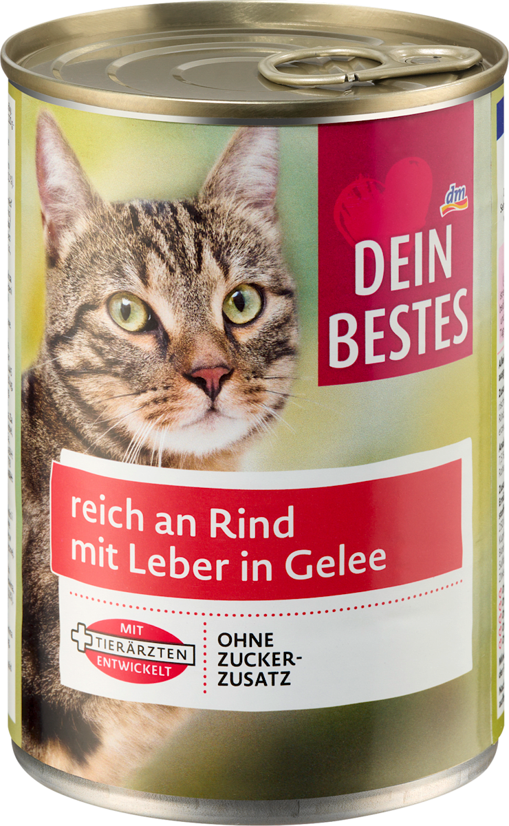Dein Bestes Nassfutter Katze reich an Rind in Gelee, 415 g dauerhaft ...