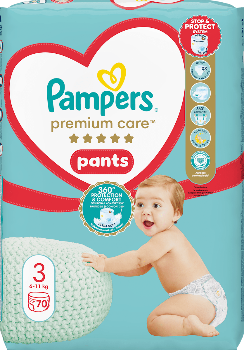 Pampers Premium Care Hlačne plenice velikost 3 (6-10 kg), 70 kos | dm.si