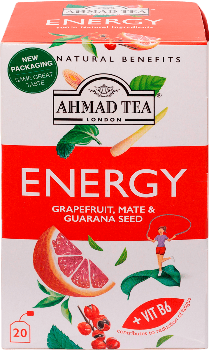 AHMAD TEA Energy čaj – grejp, mate i guarana, 20 vrećica, 30 g | dm ...