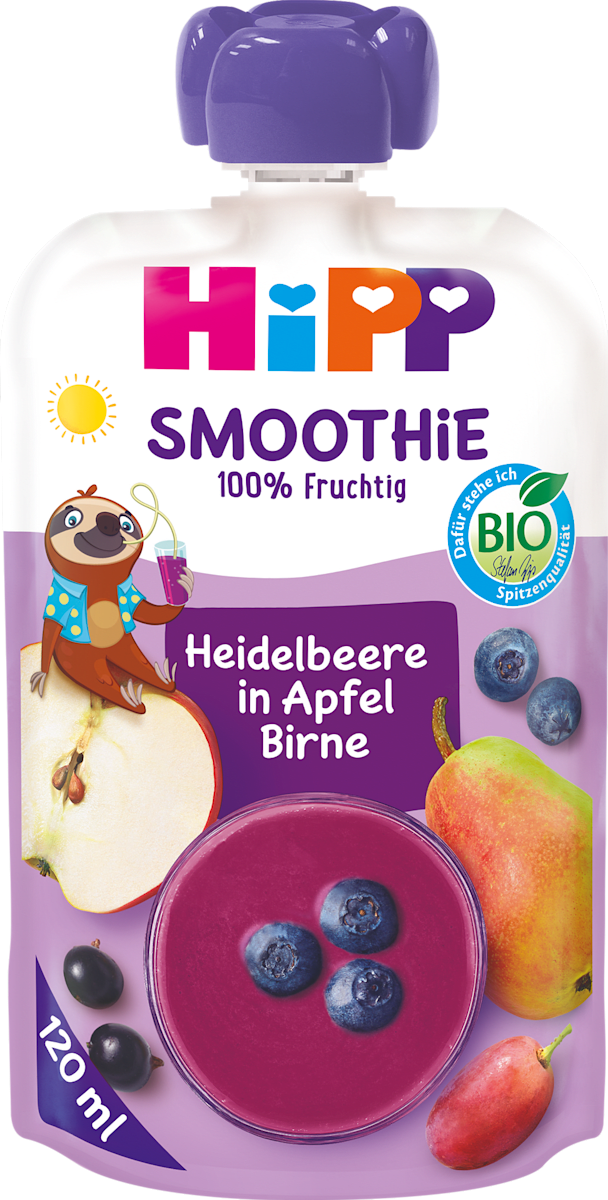 HiPP BIO Smoothie Mix příkrm v sáčku jablko, hruška & borůvky, 120 ml ...