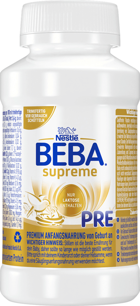 Nestlé BEBA Anfangsmilch Supreme Pre trinkfertig von Geburt an, 200 ml ...