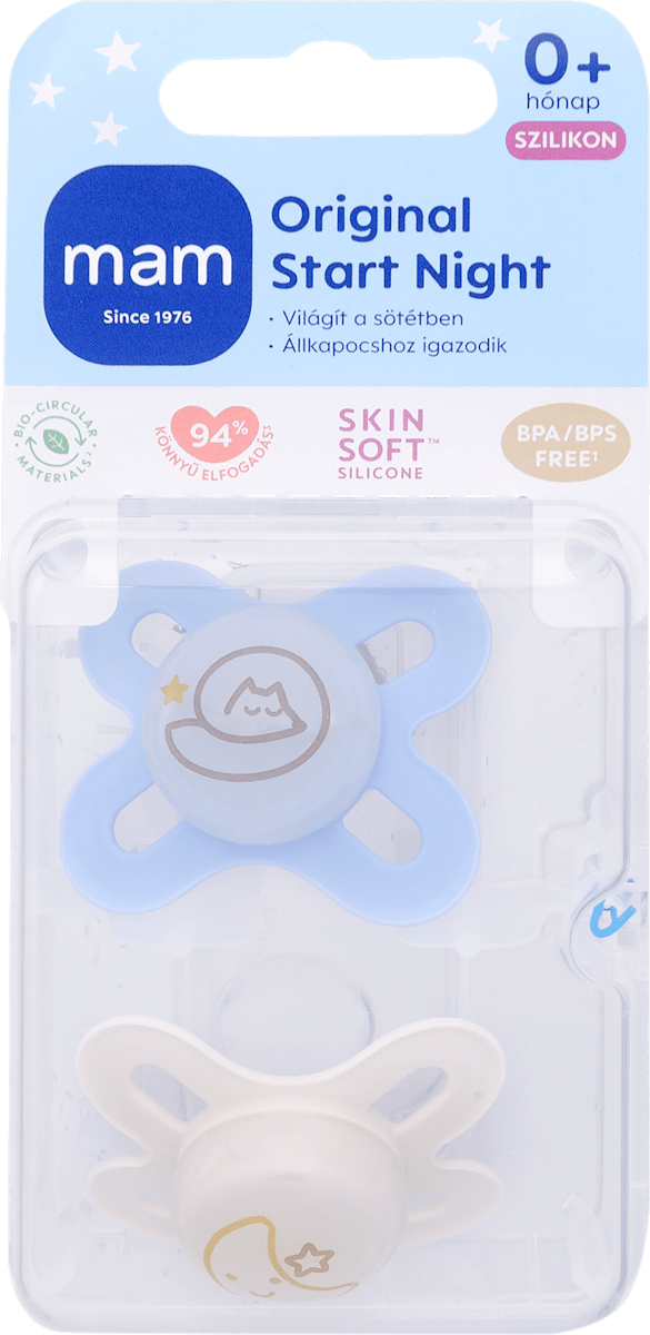 mam Original Start Night éjszakai szilikon cumi, születéstől kezdve, többféle, 2 db | dm.hu