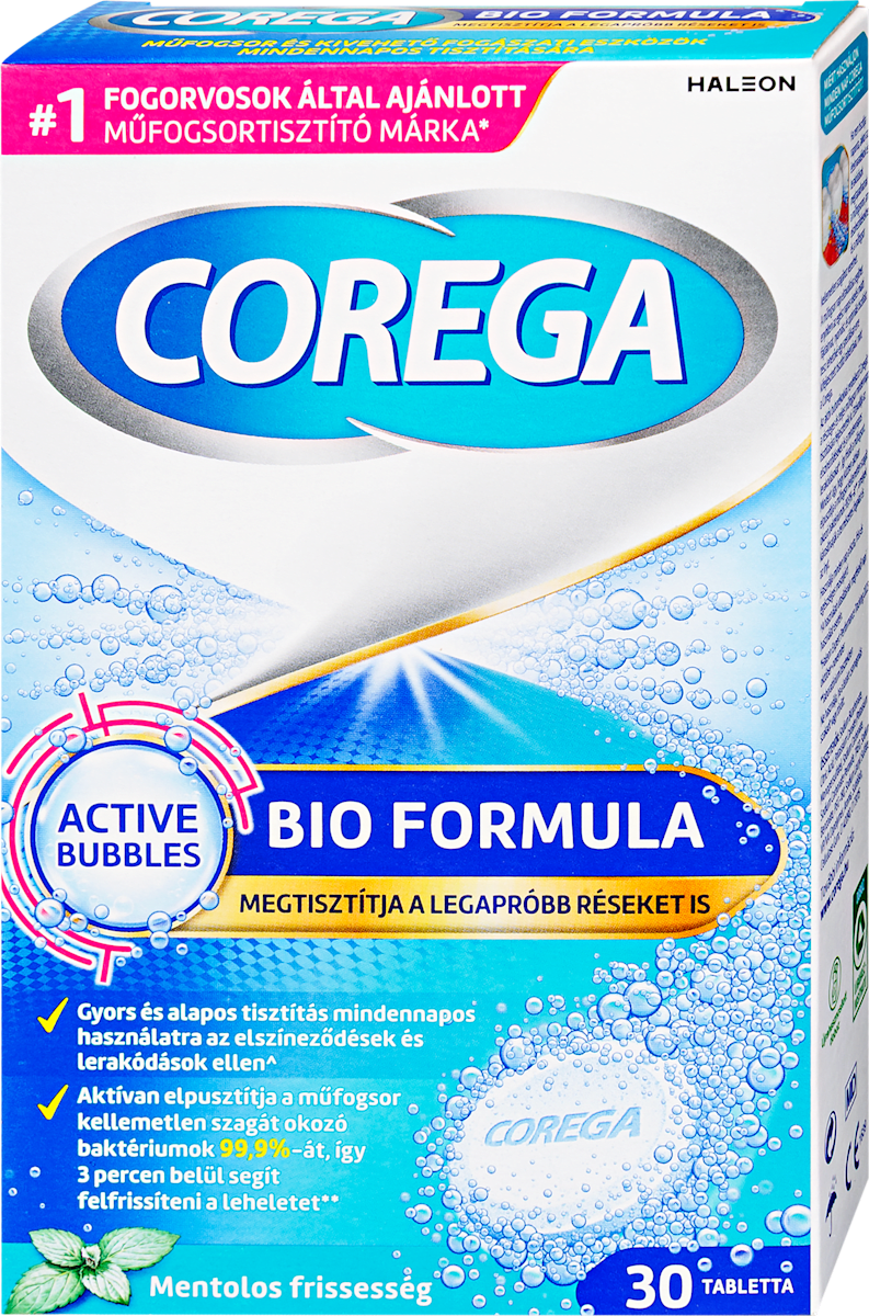 COREGA Műfogsortisztitó tabletta Bio formula, 30 db | dm.hu