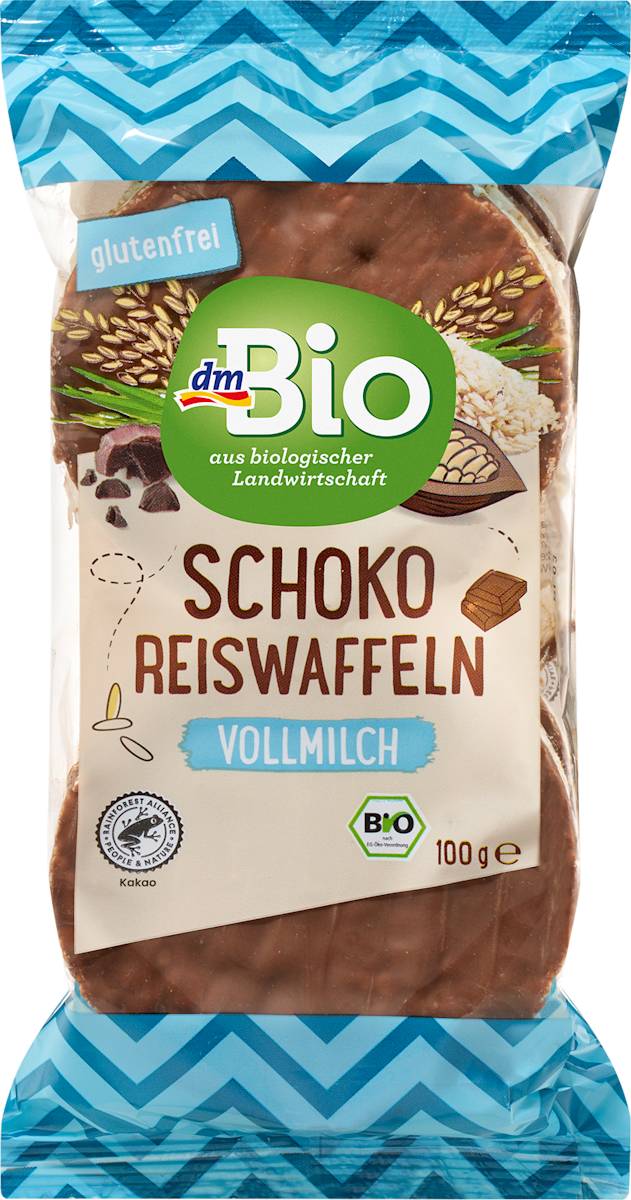 dmBio Reiswaffeln, Schoko Vollmilch, glutenfrei, 100 g dauerhaft ...
