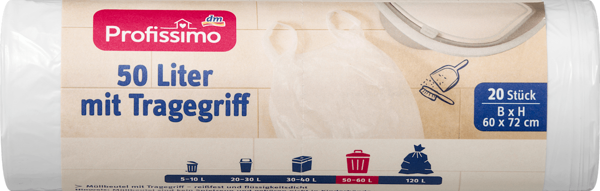 Profissimo Müllbeutel 50 l mit Tragegriff, 20 St dauerhaft günstig ...