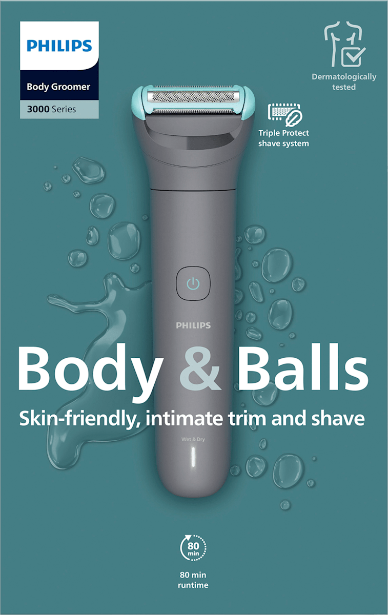 Philips Elektrischer Rasierer Body & Balls 3000 Series Body Groomer, 1 ...
