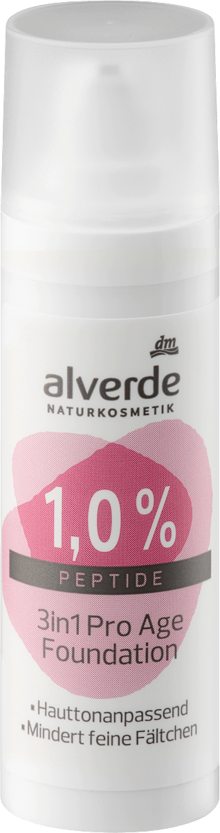 alverde NATURKOSMETIK Foundation 3in1 Pro-Age mit 1% Peptide, 30 ml ...