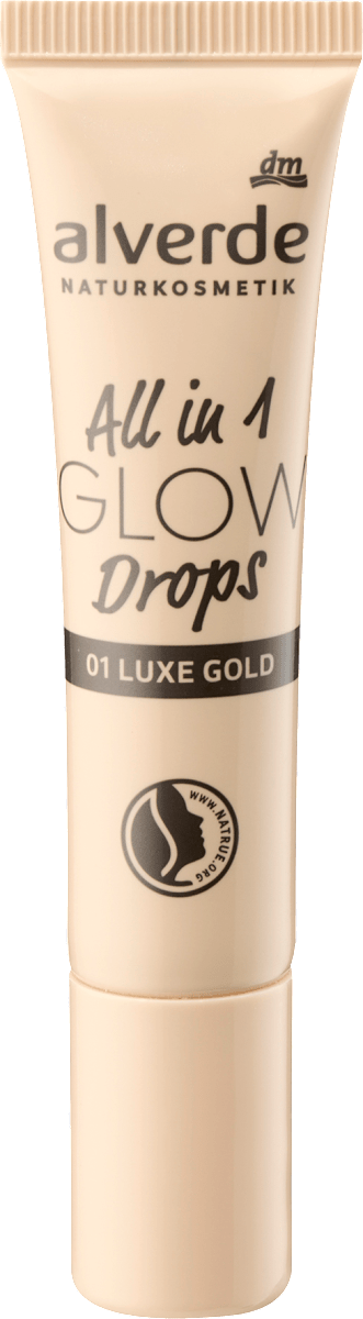 alverde NATURKOSMETIK Highlighter All in 1 Glow Drops 01 Luxe Gold, 15 ...