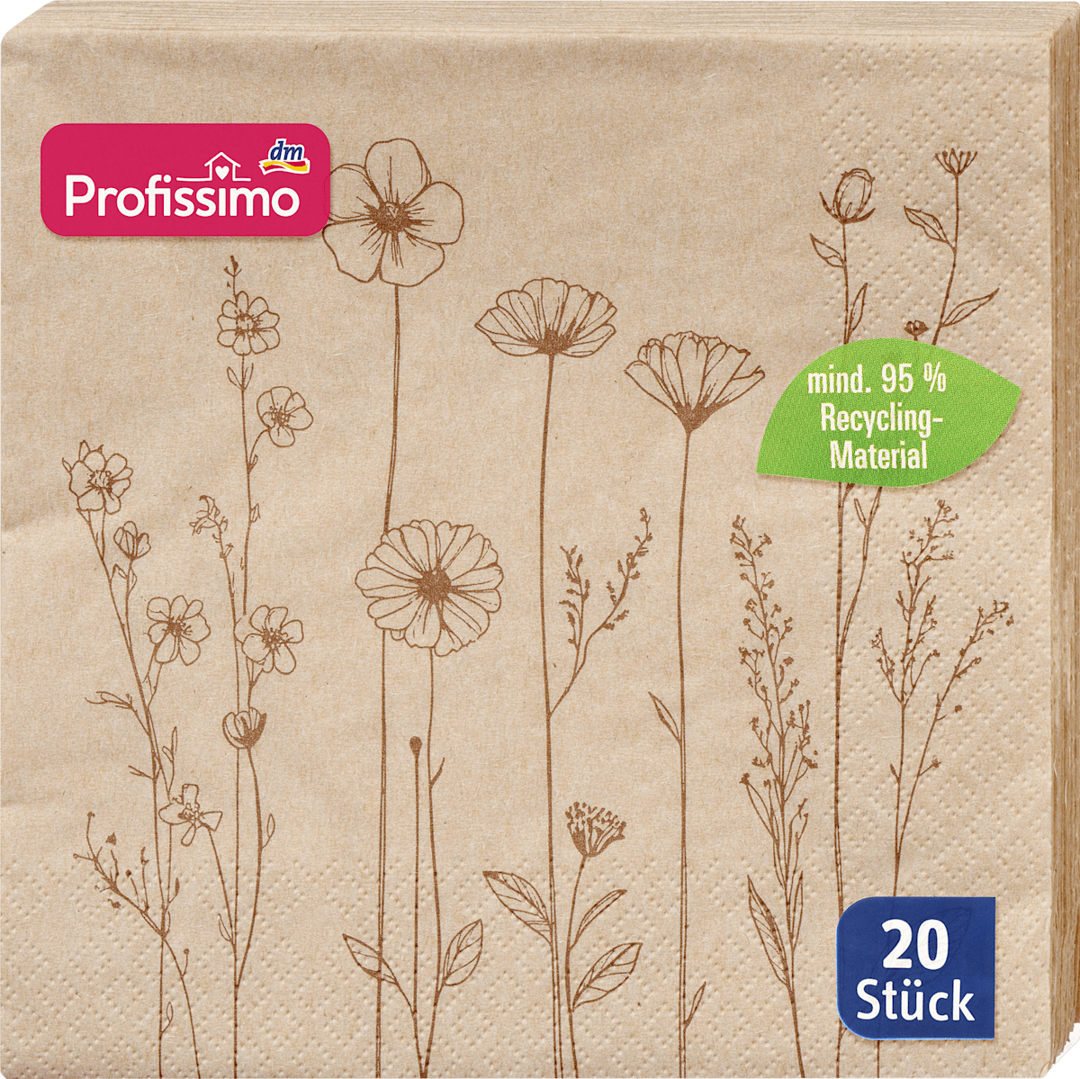 Profissimo Servietten "Herbstblumen" aus Recyclingmaterial 33x33cm, 20 ...