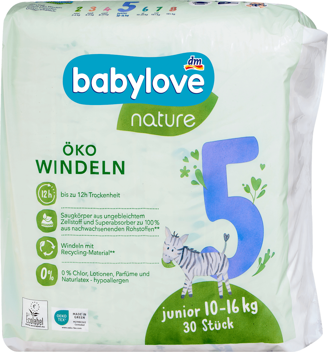 babylove nature Windeln Öko Gr. 5 Junior (10-16 kg), 30 St | dm.at