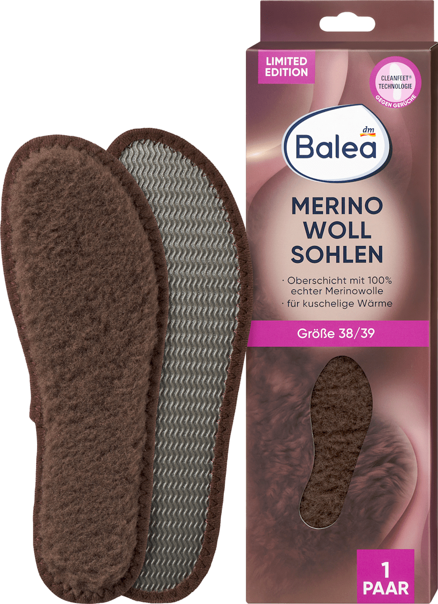 Balea Einlegesohlen Merino Woll Sohlen Gr. 38/39 (1 Paar), 2 St ...