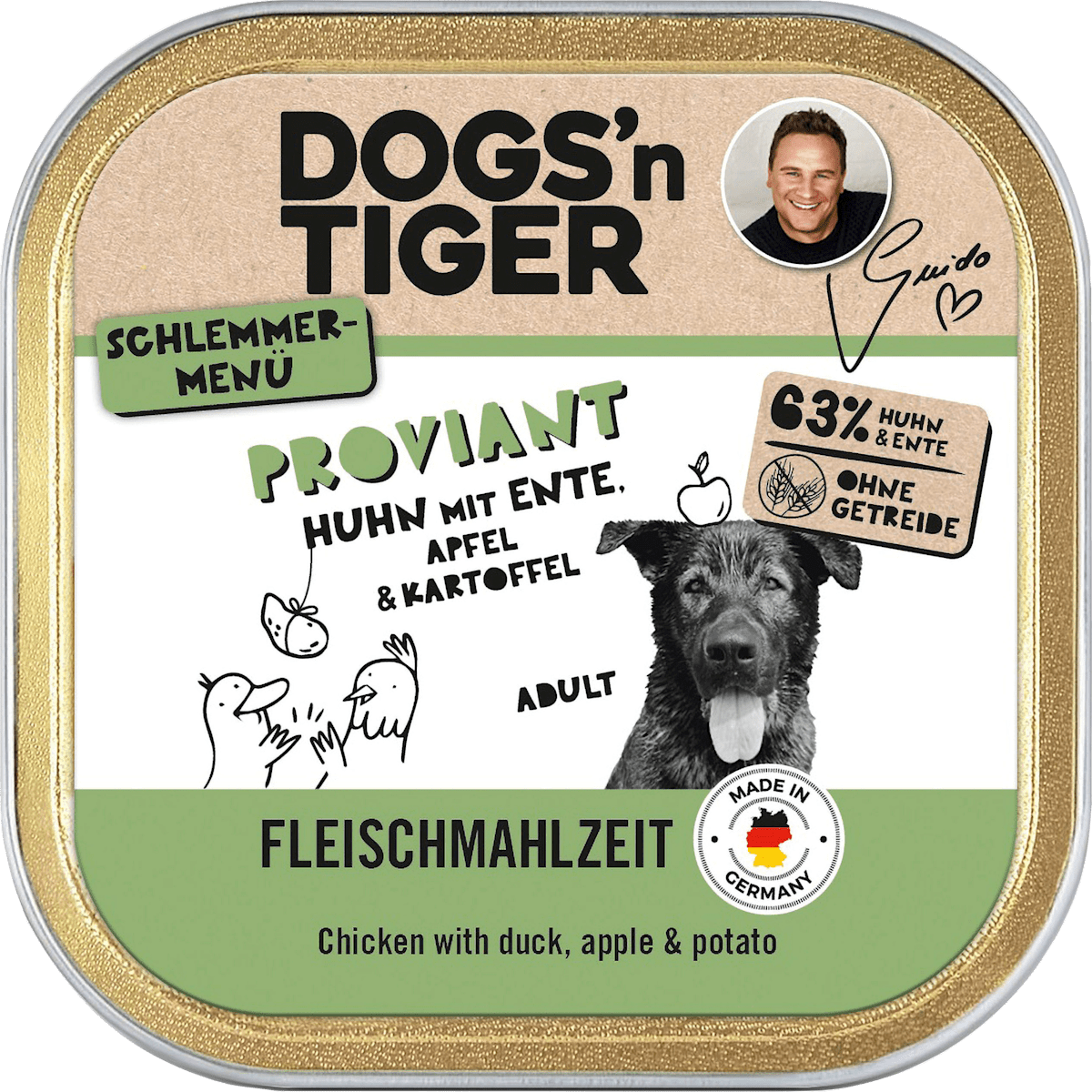 DOGS'n TIGER Nassfutter Hund mit Huhn, Ente, Apfel & Kartoffel ...