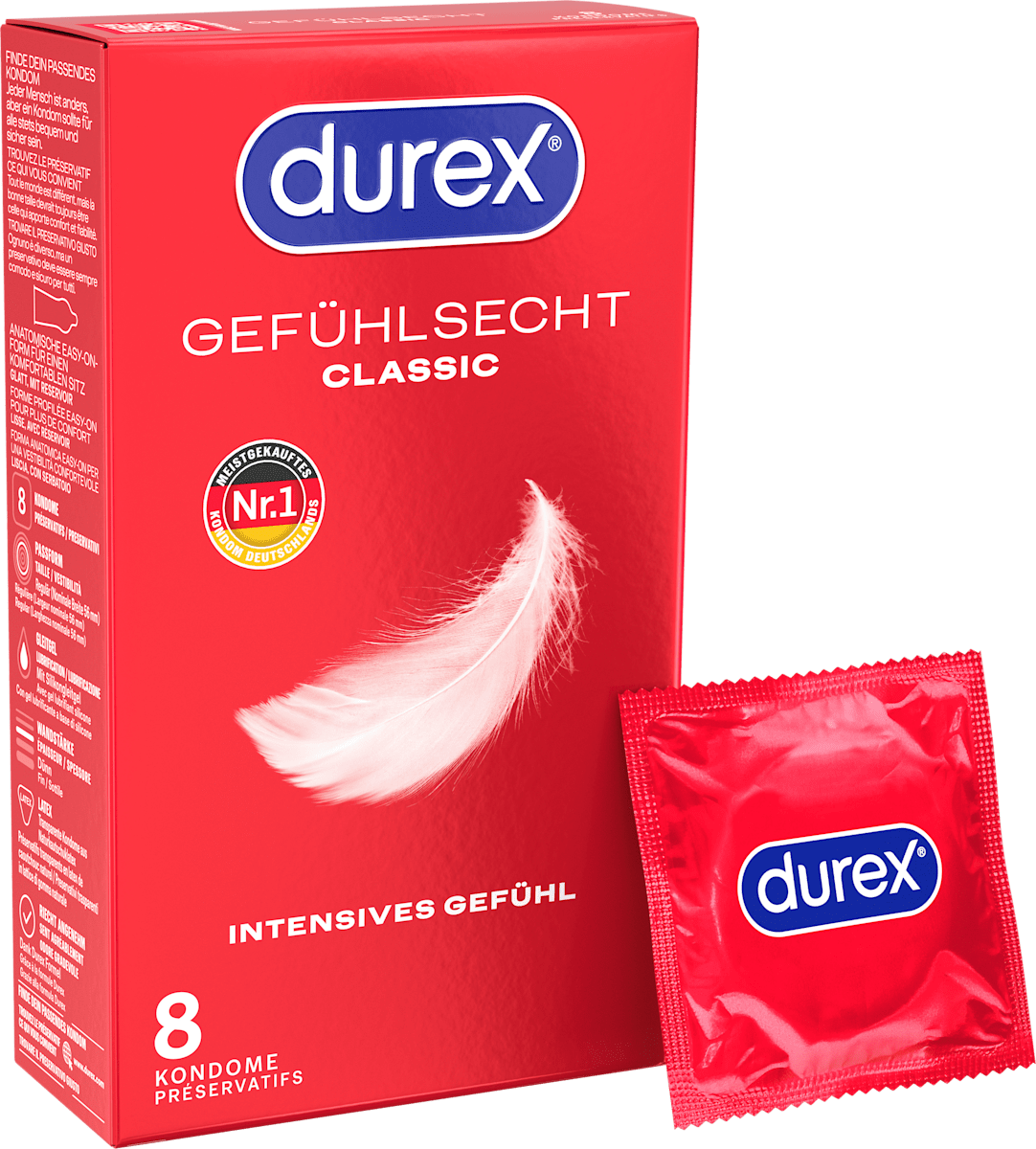 Durex Kondome Gefühlsecht Classic, Breite 56mm, 8 St dauerhaft günstig ...