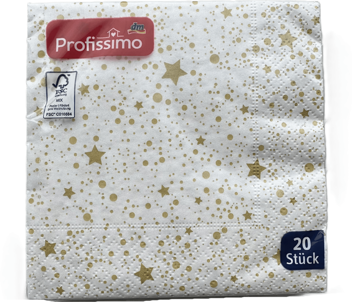 Profissimo Ubrusi, 3-slojni, s motivom zvijezde, 25 x 25 cm, 20 kom ...
