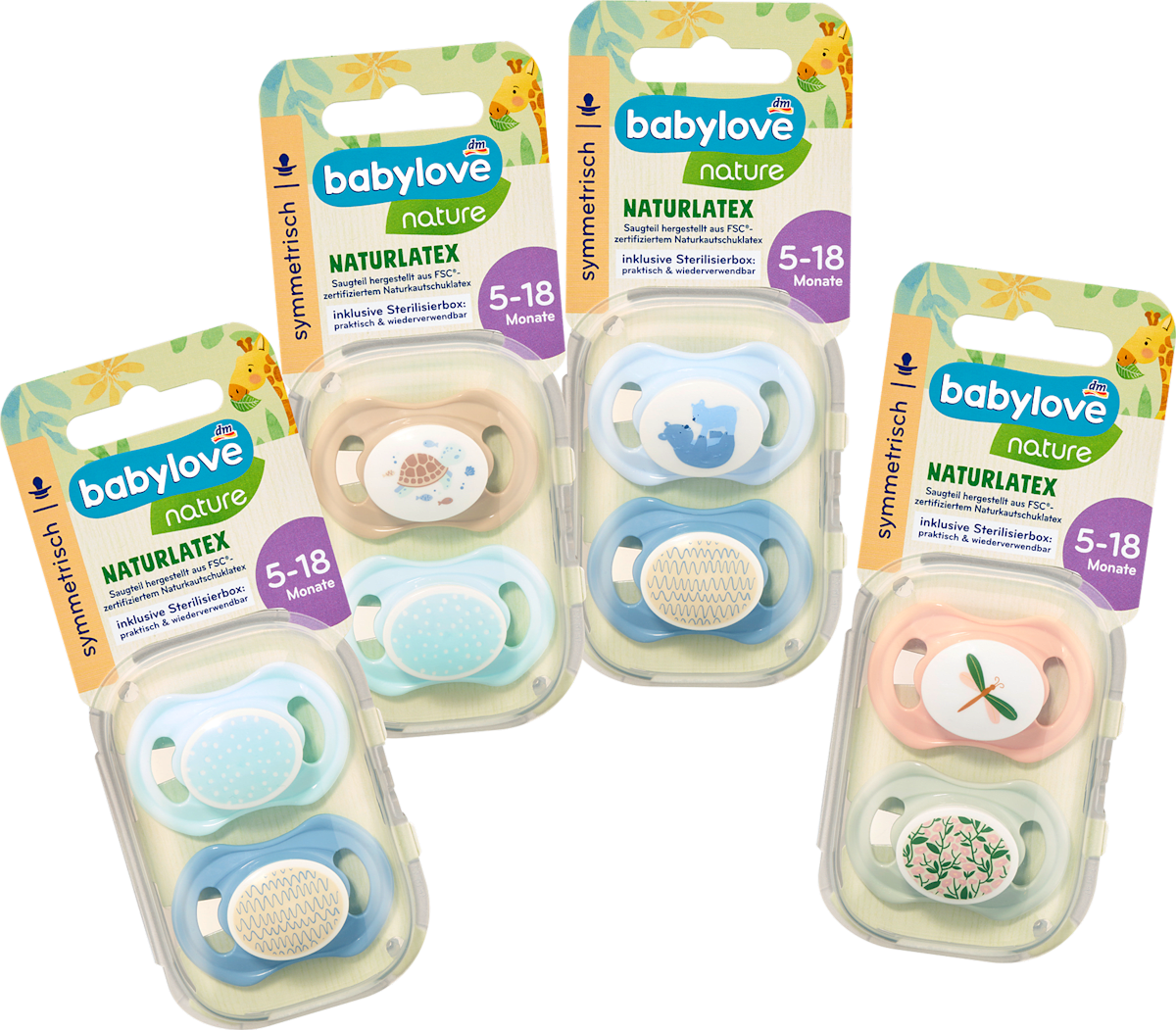babylove nature Schnuller Naturlatex 5-18 Monate sortiert, 2 St | dm.at