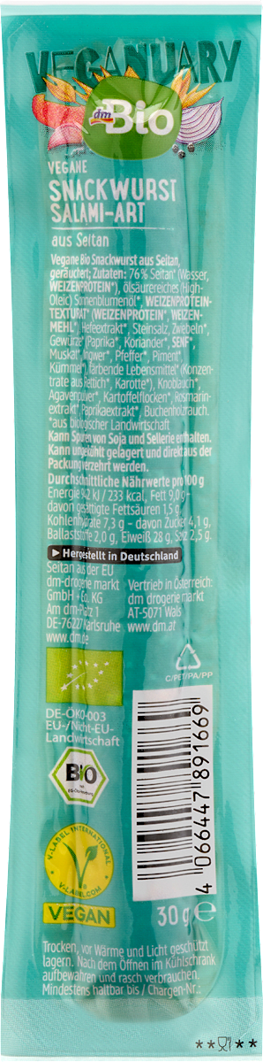 dmBio Vegane Snackwurst, Salami-Art, 30 g dauerhaft günstig online ...