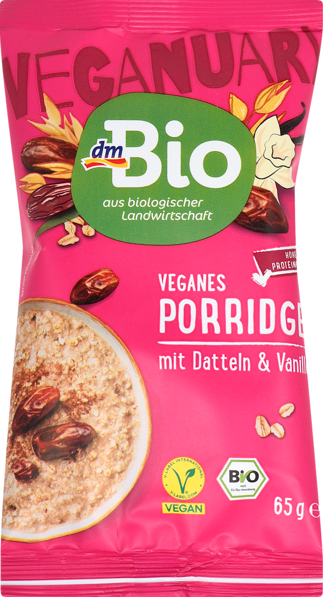 dmBio ovesná kaše s datlemi a vanilkou, 65 g | dm.cz