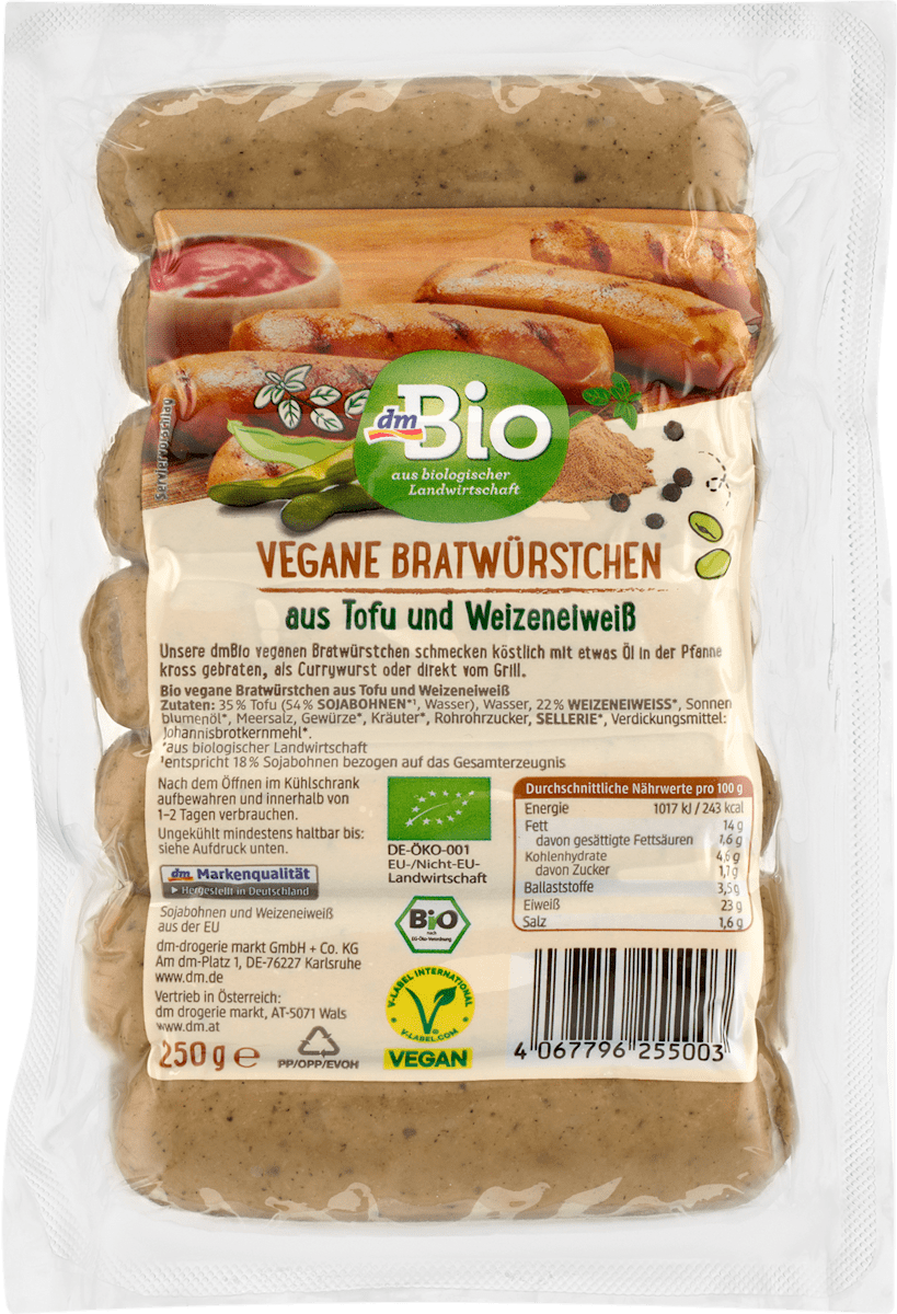 dmBio Bratwürstchen, Tofu & Weizeneiweiß, 250 g dauerhaft günstig ...