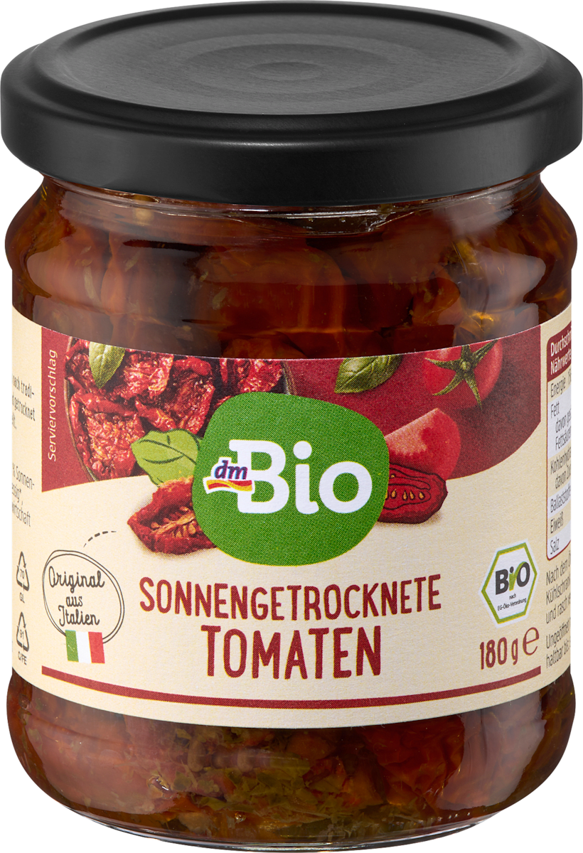dmBio Tomaten, sonnengetrocknet, eingelegt in Öl, 180 g dauerhaft ...