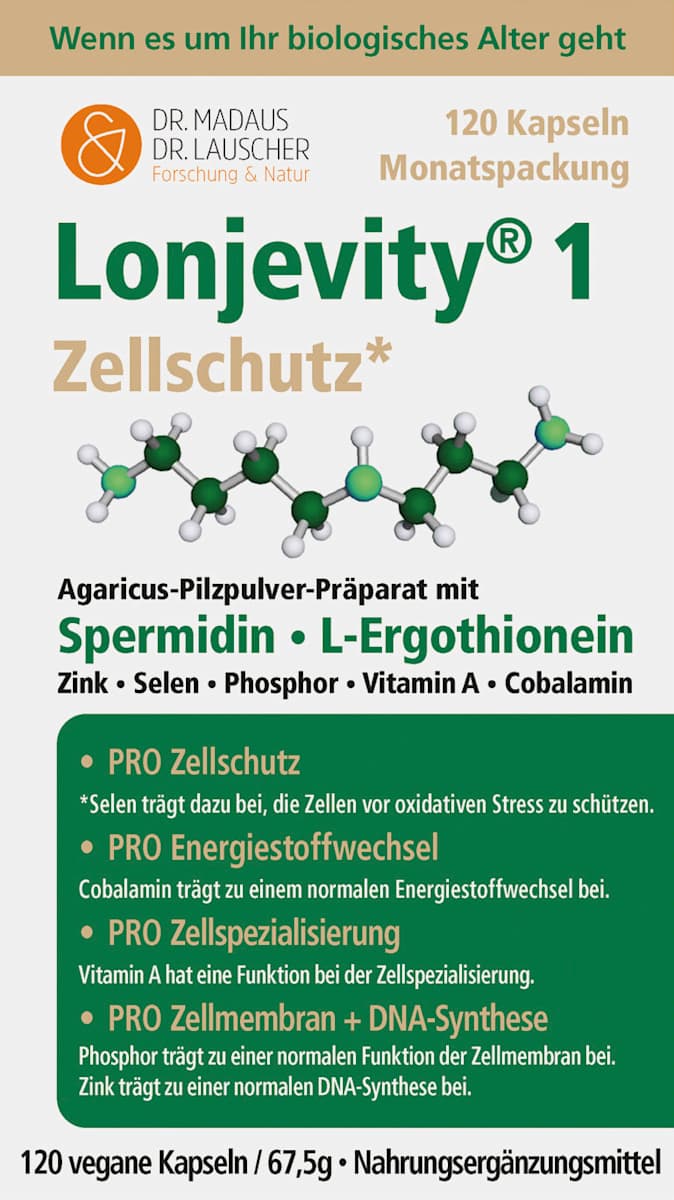 Madaus & Lauscher Lonjevity 1 Zellschutz Kapseln 120 St, 67,5 g ...