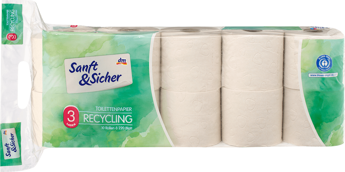 Sanft&Sicher Toilettenpapier Recycling 3lagig (10x220 Blatt), 10 St ...