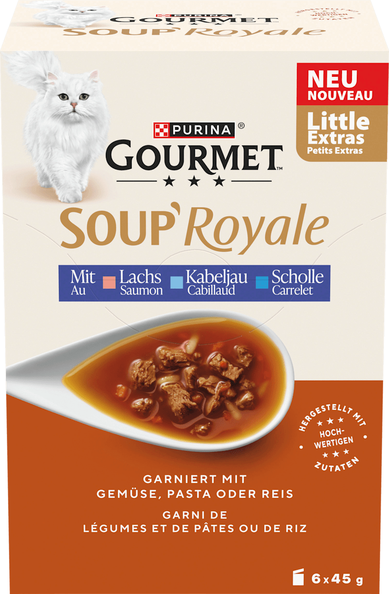 Purina Gourmet Nassfutter Katze mit Lachs & Kabeljau oder Scholle, Soup ...