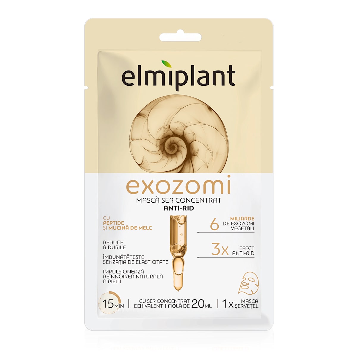 Elmiplant Mască șervețel cu ser concentrat anti-rid cu exozomi, 1 buc ...