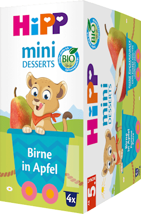 HiPP Früchte Mini Desserts Birne in Apfel, ab dem 5. Monat (4x100 g), 400 g dauerhaft günstig ...