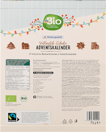 dmBio Advent kalendar s mliječnom čokoladom, 1 kom. | dm-drogeriemarkt.ba