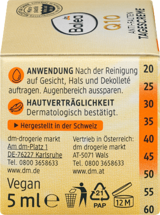 Balea Q10 dnevna krema za lice protiv bora SPF 15, 5 ml | dm.rs