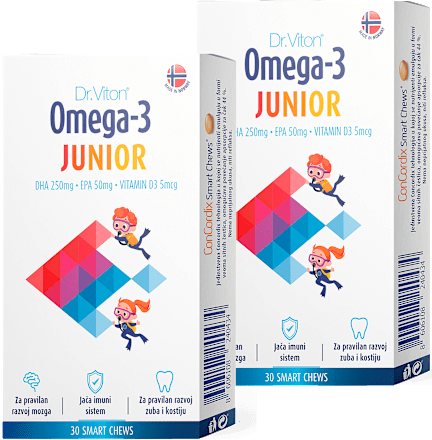 Dr.Viton Omega-3 JUNIOR meke tablete za žvakanje - DHA 250mg + EPA 50mg ...