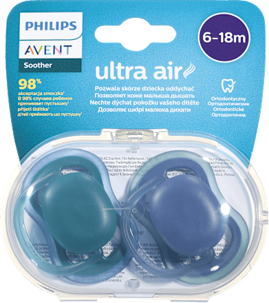 PHILIPS AVENT Silikonski dudi Ultra Air, 6-18m, temno modri, 2 kos | dm.si